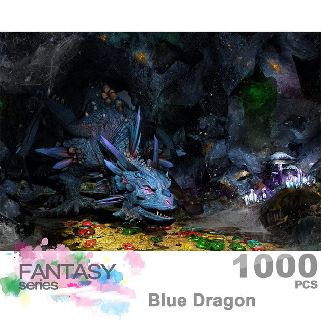 Ingooood Wooden Jigsaw Puzzle 1000 Pieces for Adult - Blue Dragon