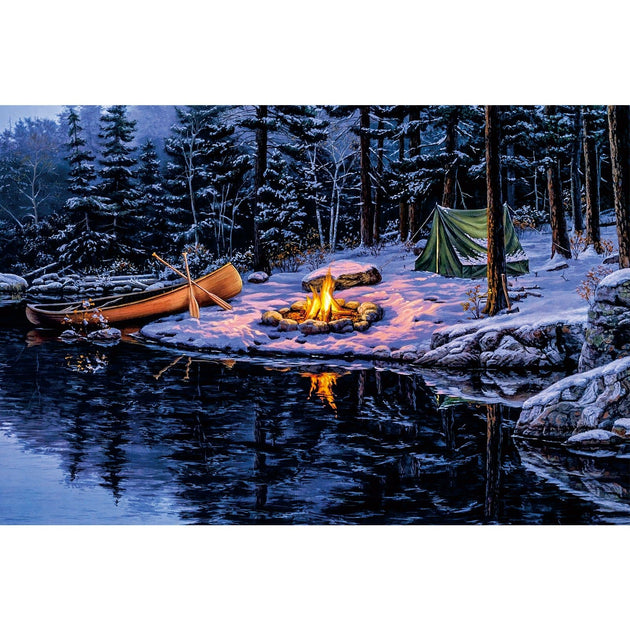 Ingooood Wooden Jigsaw Puzzle 1000 Pieces for Adult-Winter campfire