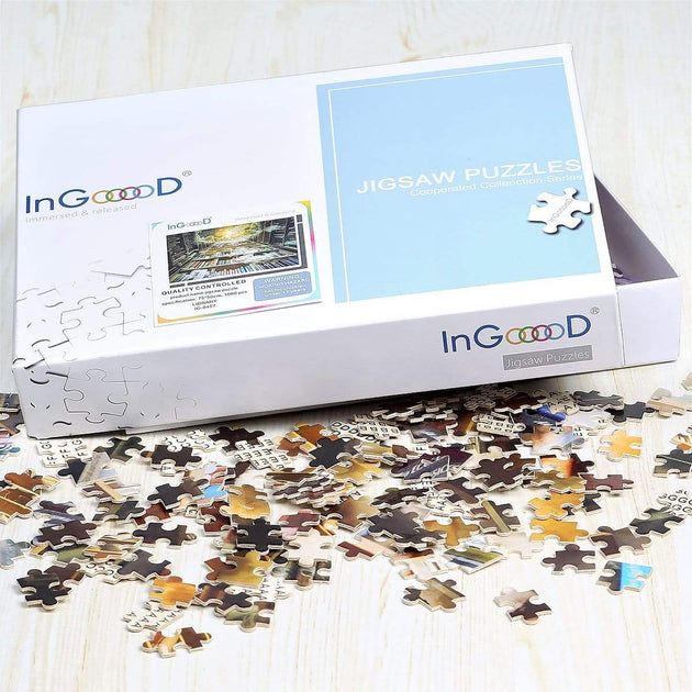 Ingooood Wooden Jigsaw Puzzle 1000 Pieces for Adult - Library